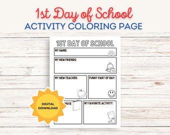 1st Day of School Coloring Page - Etsy