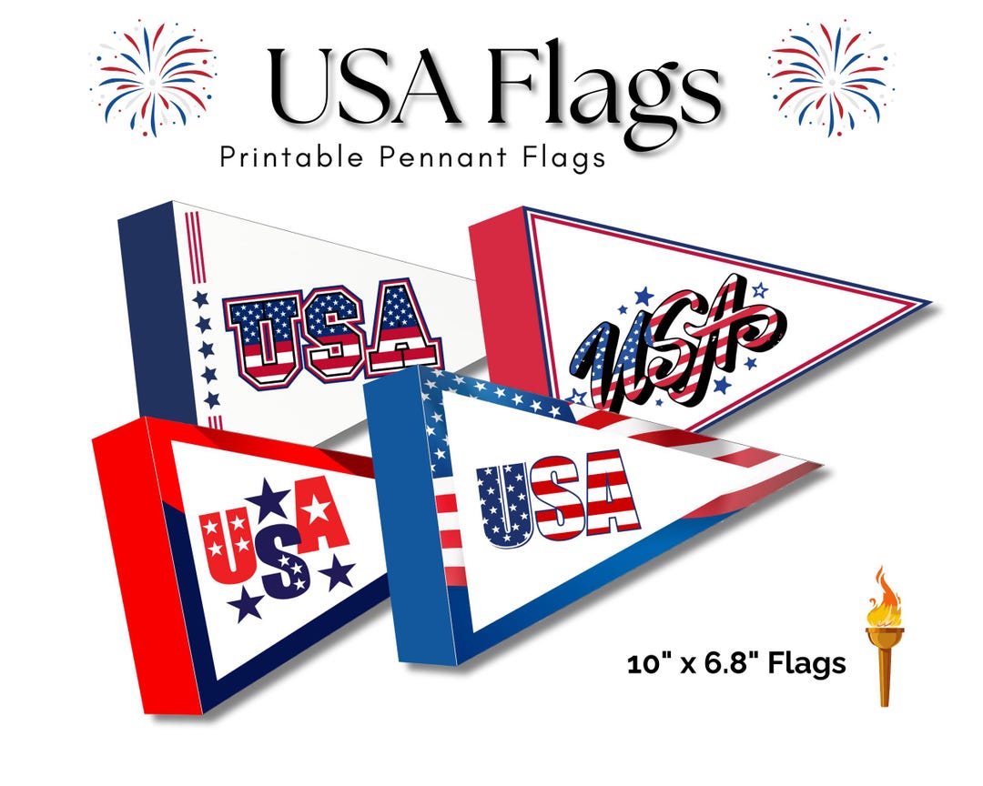 USA Pennant Flags for Summer Games and Celebrations Printable ...