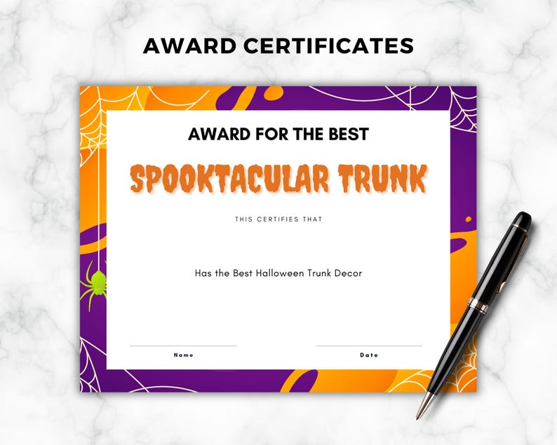 Trunk or Treat Contest Ballots & Awards Set - Printable, DIY Halloween ...