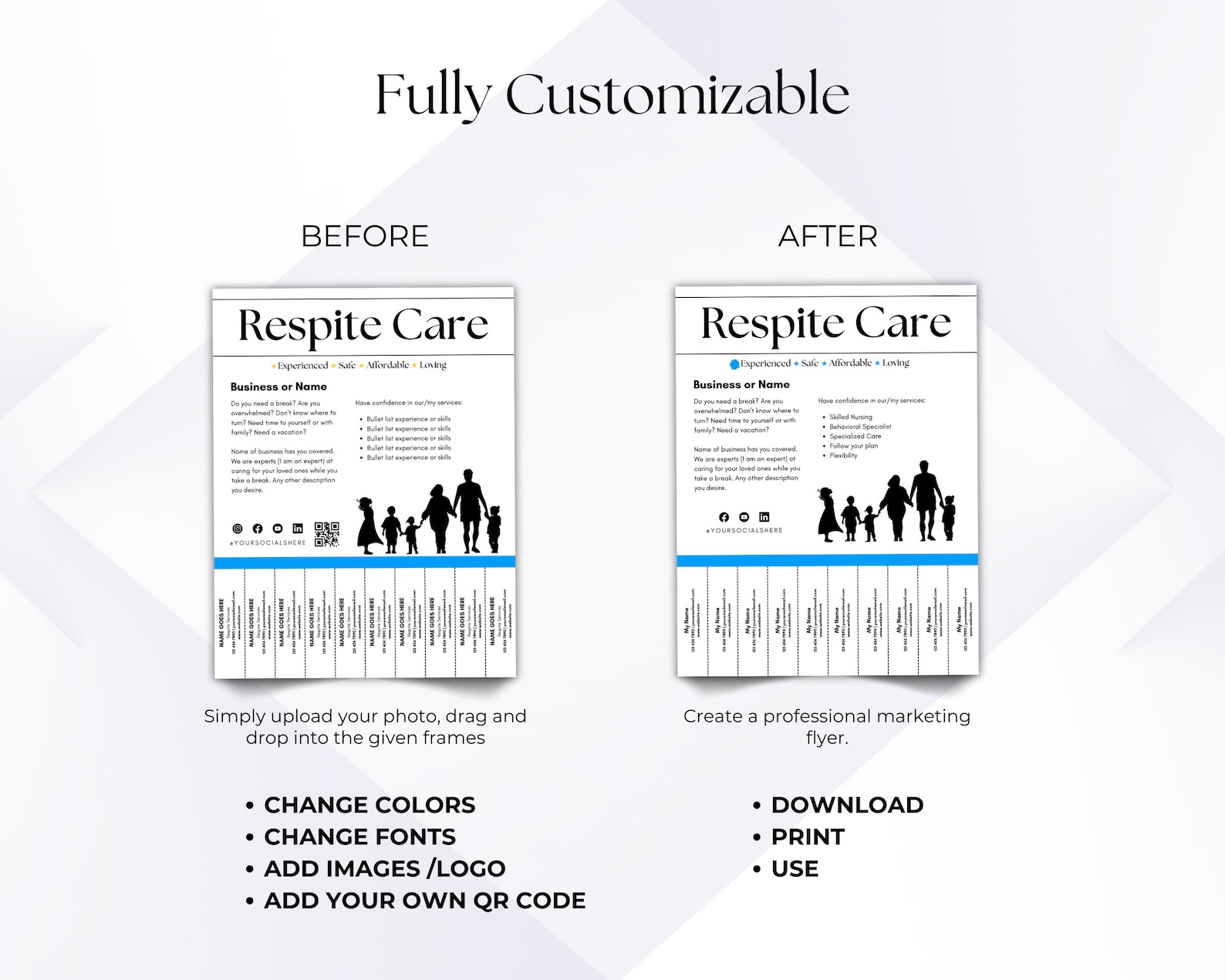 Respite Care Flyer Template, Customizable Respite Care Tear off Flyer ...