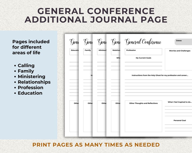 LDS General Conference Journal Printable, Spiritual Study Planner ...