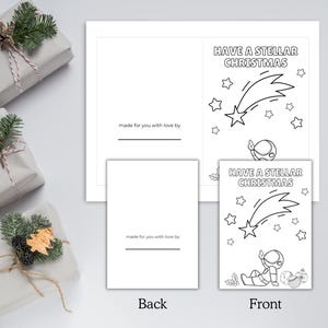 Space Christmas Coloring Cards - Printable Holiday Set, Galactic ...