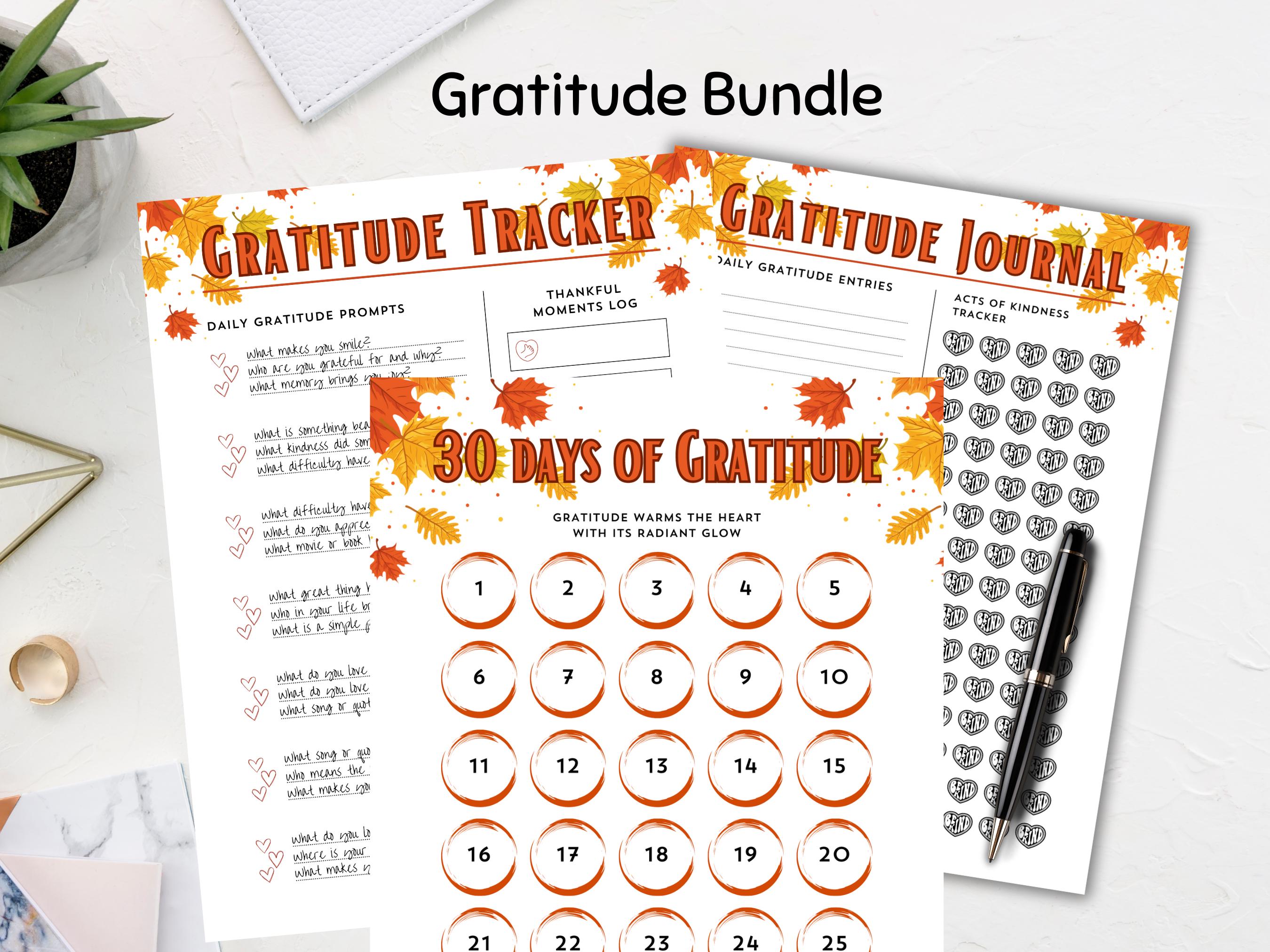 30-day Gratitude Challenge Printable Bundle: Journal, Trackers, and ...