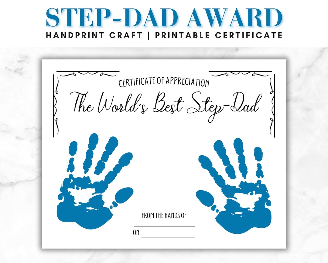 Best Step-dad Award Handprint Art - Father's Day Gift DIY Present ...