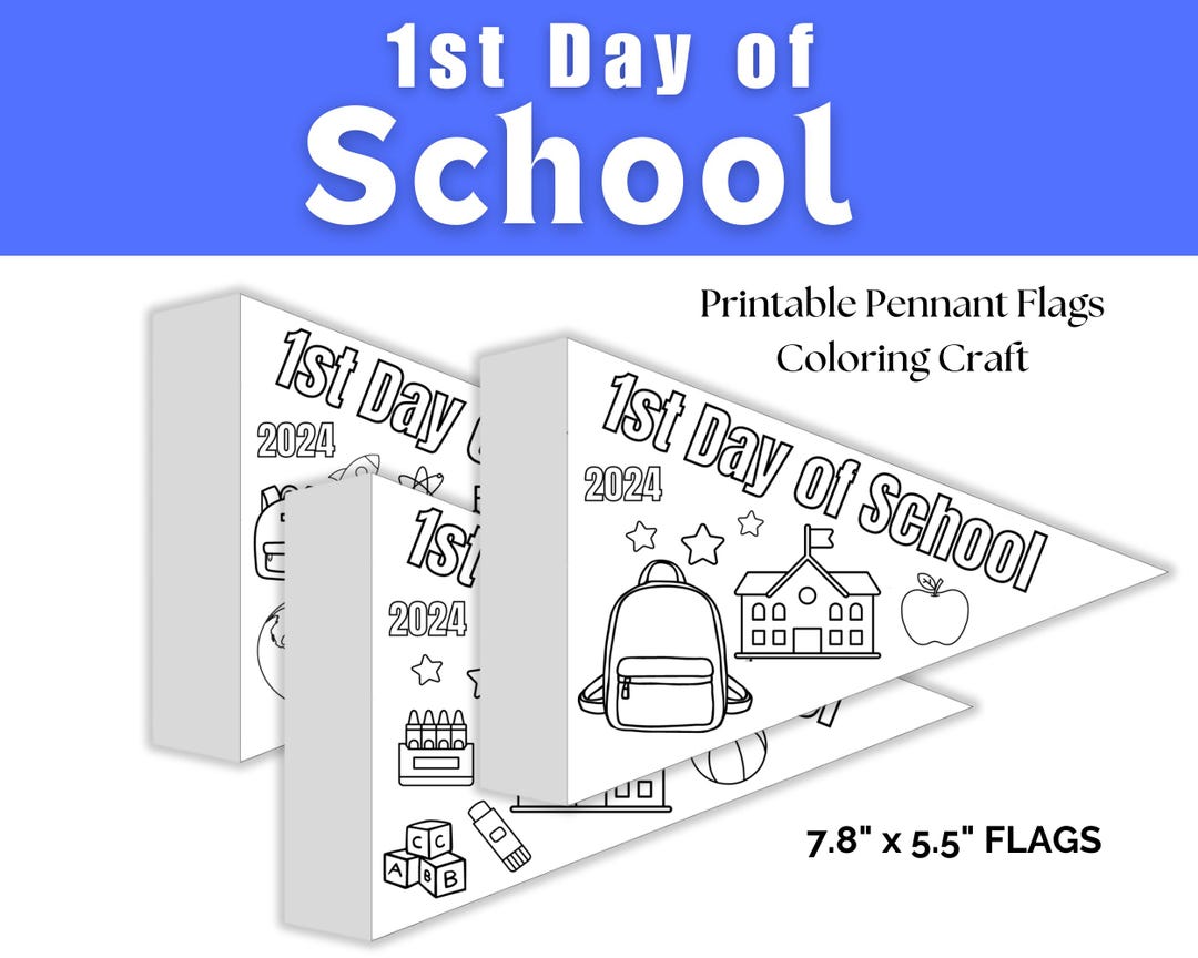 Creative Kids Craft: 1st Day of School Pennant Flags Coloring Set, Back ...