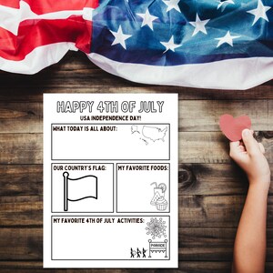 4th of July Activity Coloring Page Printable, Kids Independence Day ...