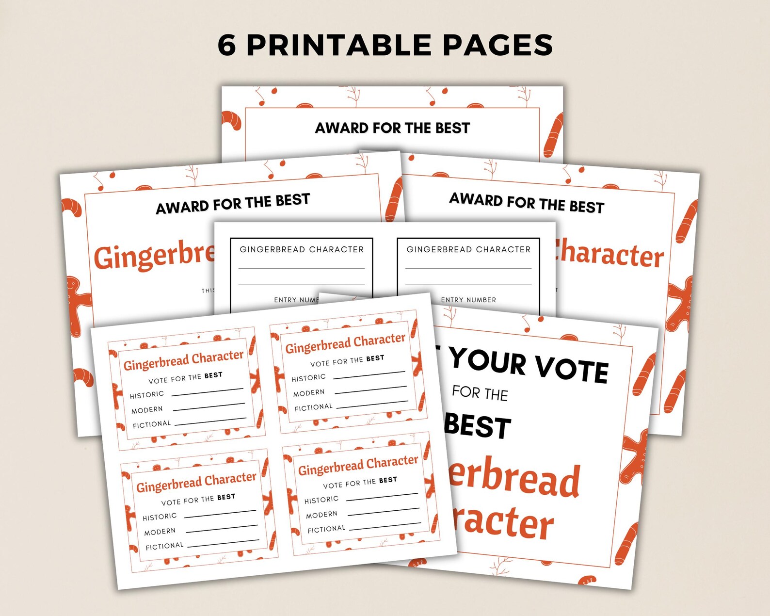 Gingerbread Character Contest Kit - Ballots and Award Certificates ...
