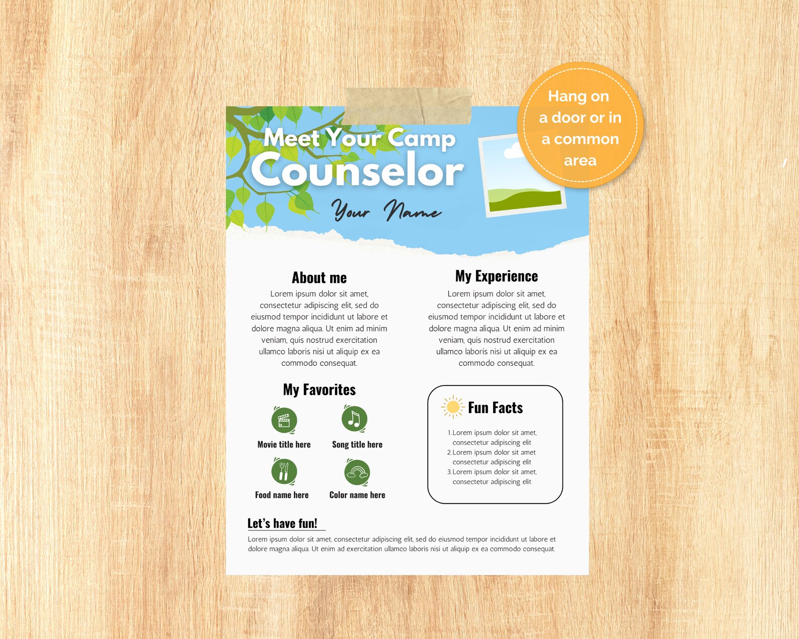 Summer Camp Fun: Printable Meet the Counselor Flyer Template, Get to ...