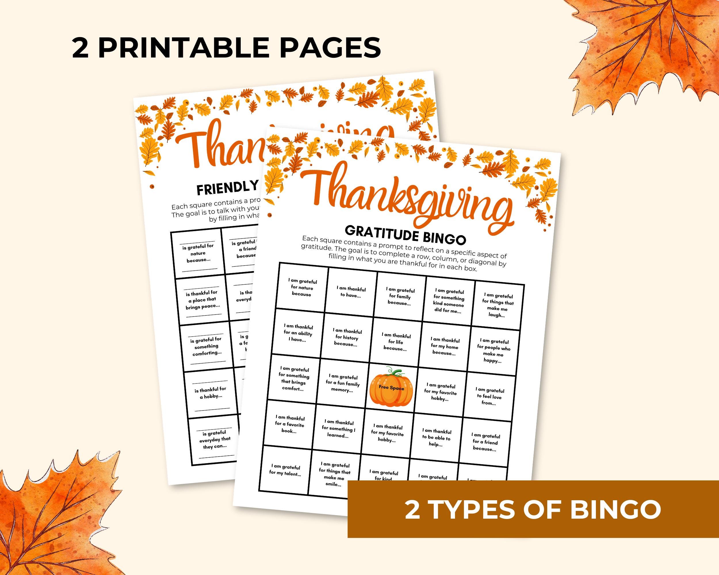 Gratitude Bingo Game Set for Thanksgiving Fun, Thanksgiving Bingo: A ...