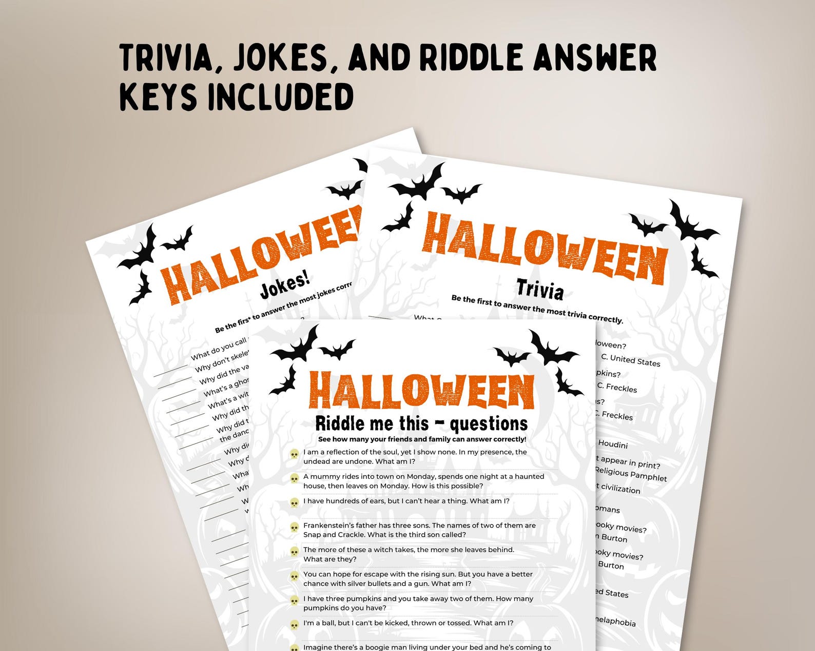 Spooky Fun for Teens - Halloween Games Bundle, Printable Halloween ...