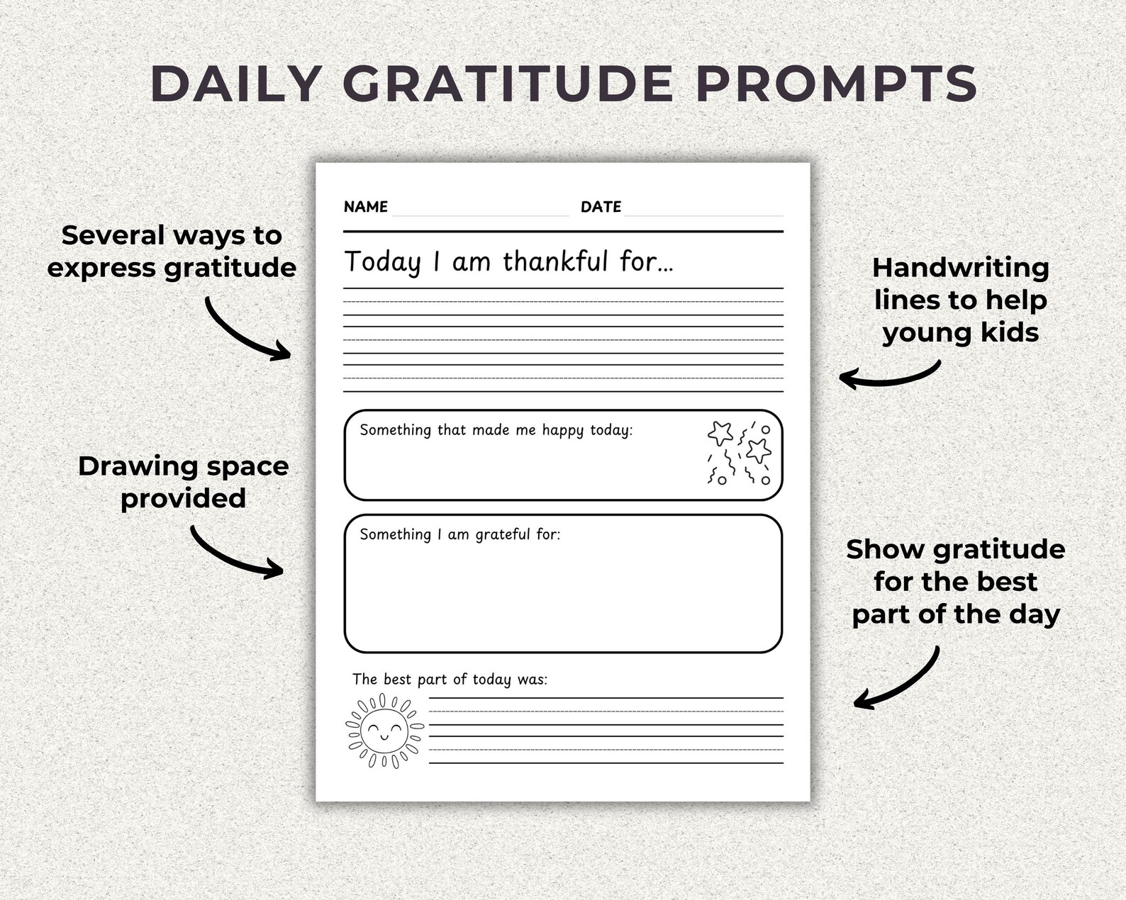 Printable Daily Gratitude Journal for Kids - Easy and Engaging! Kid ...