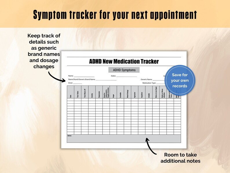 ADHD New Medication Tracker, Printable for Tracking ADHD Medicine, ADD ...