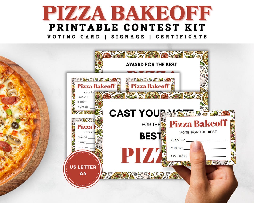 Pizza Party Contest Printables - Bakeoff Ballots and Certificates, DIY ...
