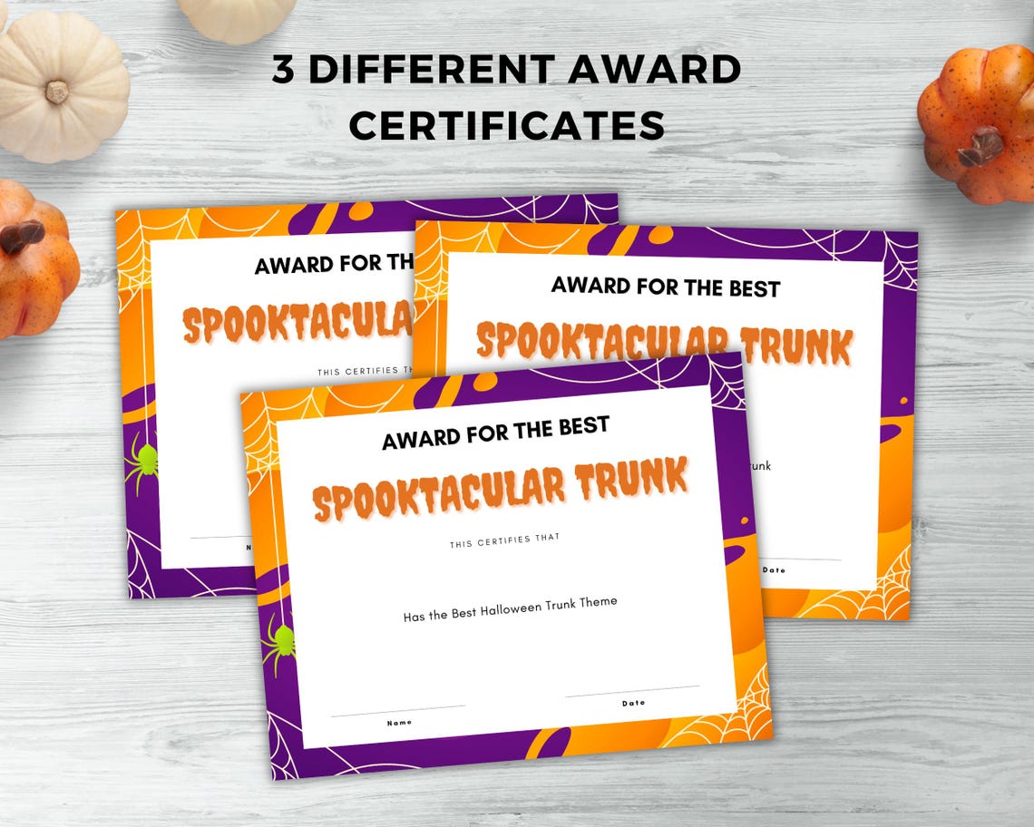 Trunk or Treat Contest Ballots & Awards Set - Printable, DIY Halloween ...