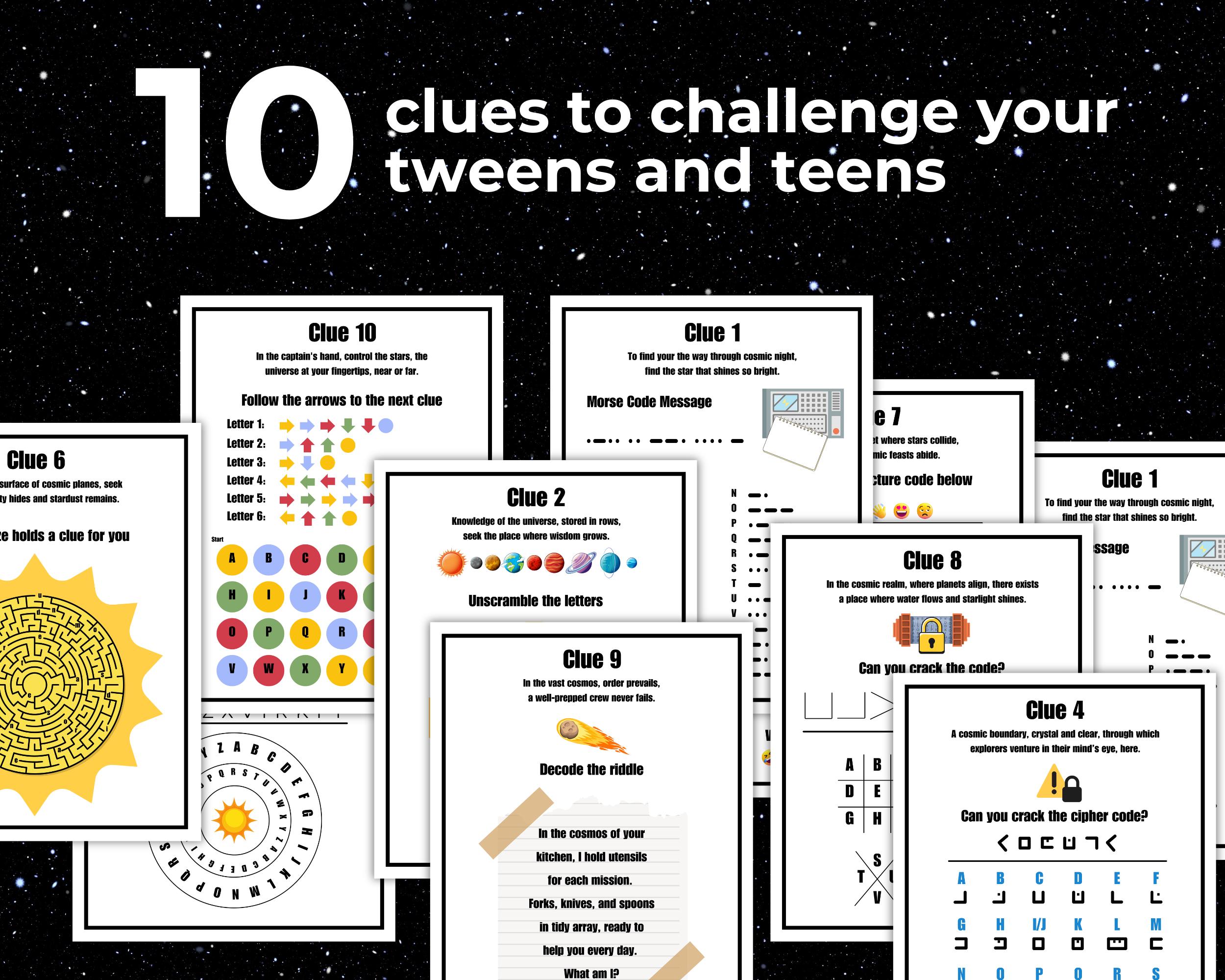 Space Theme Escape Room Printable Game for Teens and Tweens, Fun Space ...