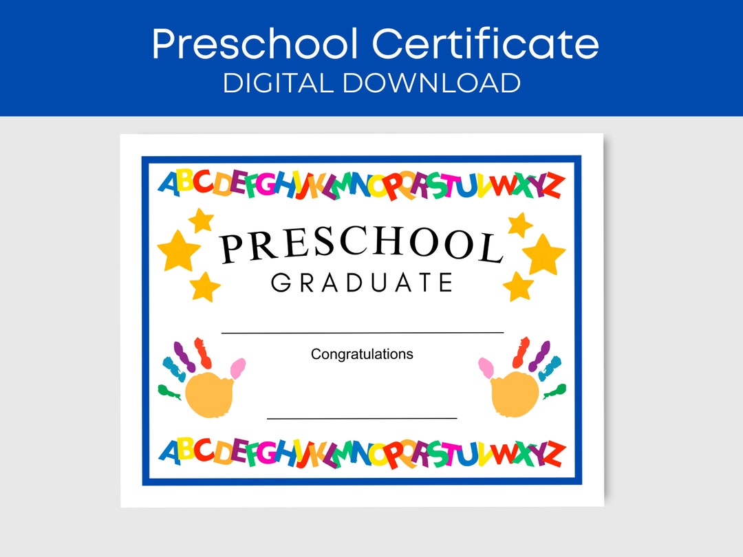 Editable Preschool Graduation Certificate, Printable Preschool ...