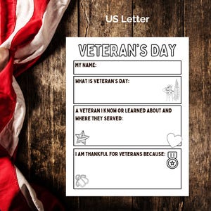Veteran's Day Printable Coloring Page for Kids - Educational Activity ...