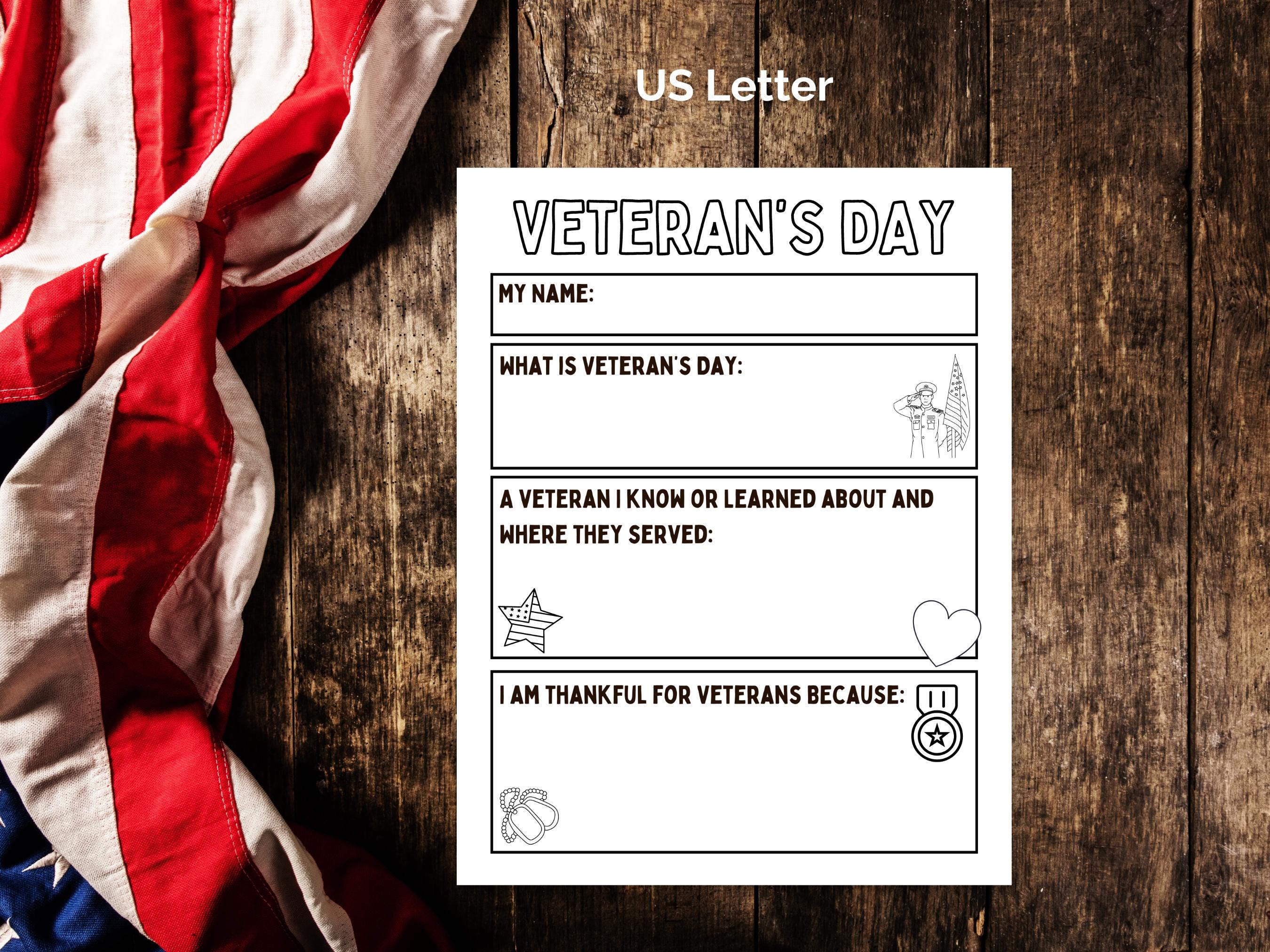 Veteran's Day Printable Coloring Page for Kids - Educational Activity ...