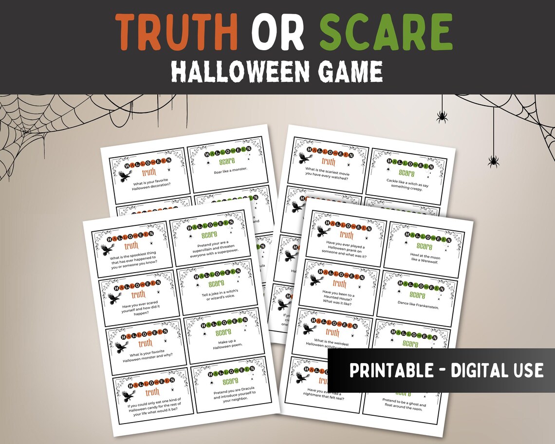 Spooky Halloween Game: Printable Truth or Scare, Printable Halloween ...