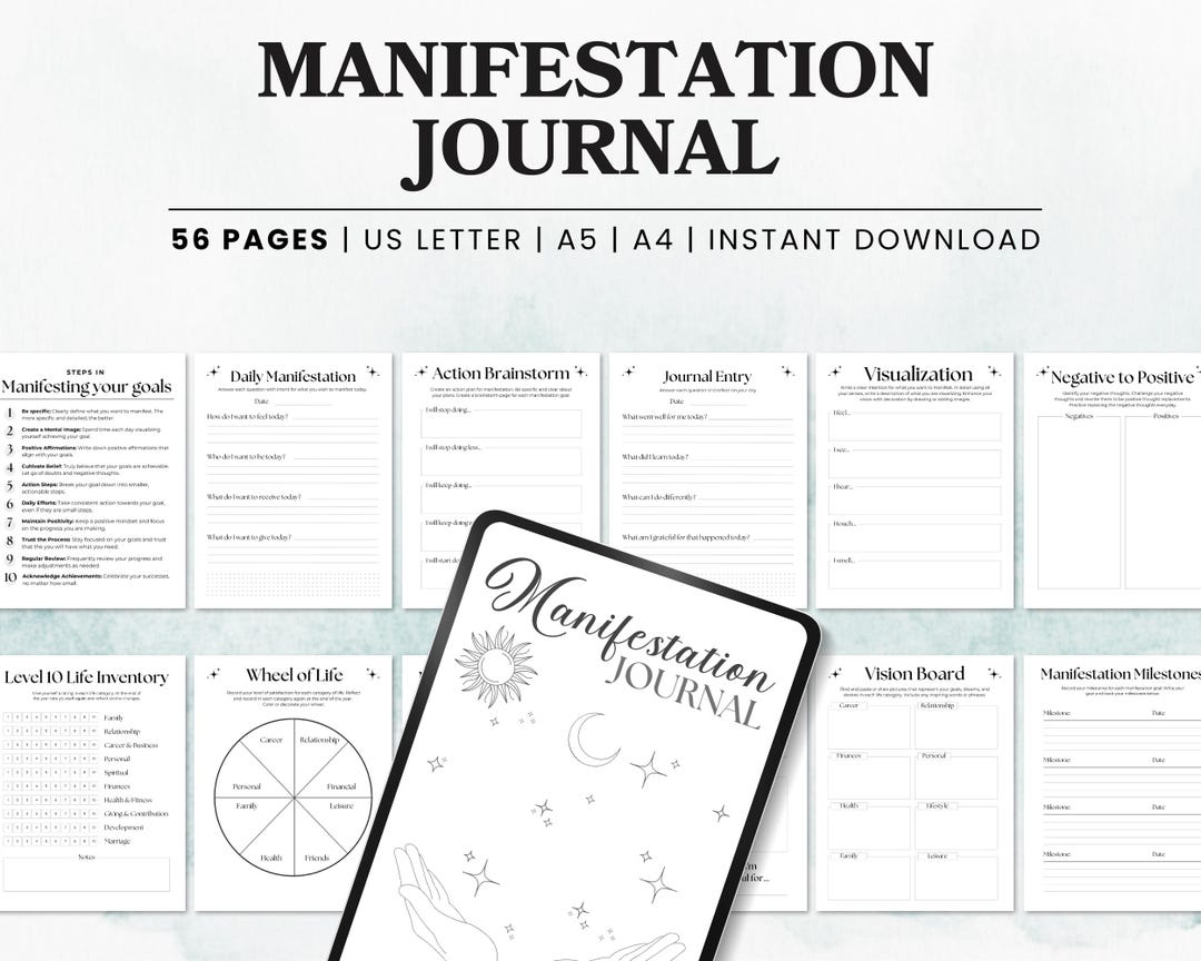 Digital Manifestation Journal, Printable Manifestation Planner ...