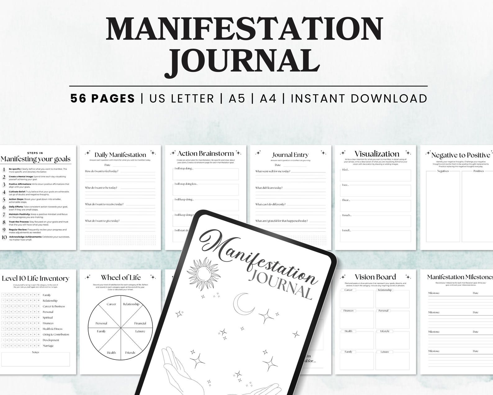 Digital Manifestation Journal, Printable Manifestation Planner ...