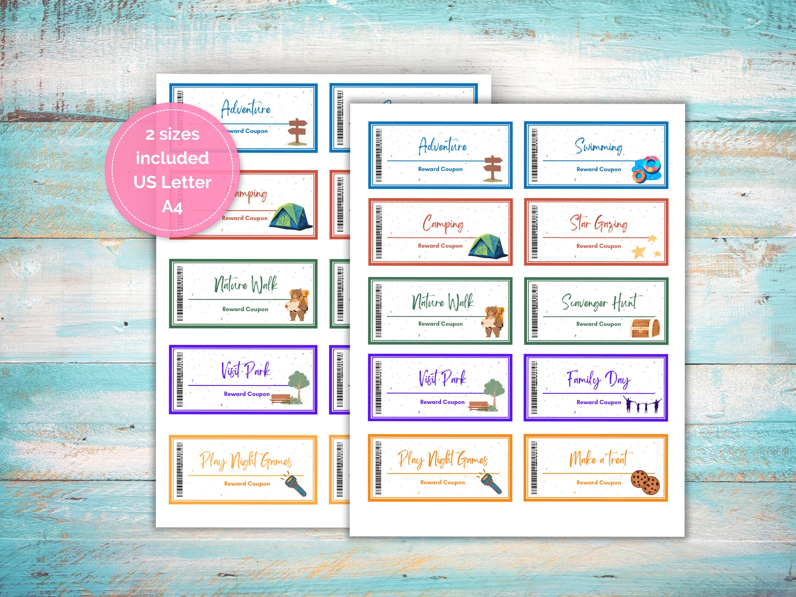 Kids Summer Fun Coupon Bundle, Printable Summer Rewards Coupons Set for ...
