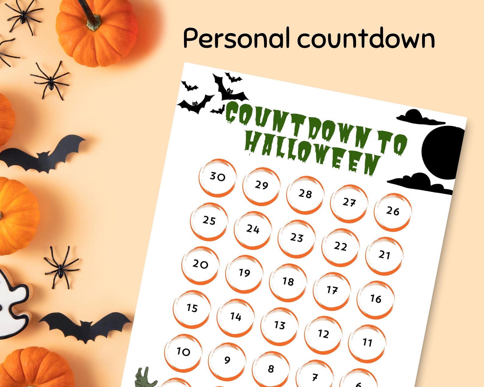 Spooky 30 Day Halloween Countdown Printable - DIY Decor for October Fun ...