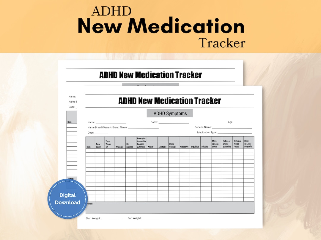 ADHD New Medication Tracker, Printable for Tracking ADHD Medicine, ADD ...