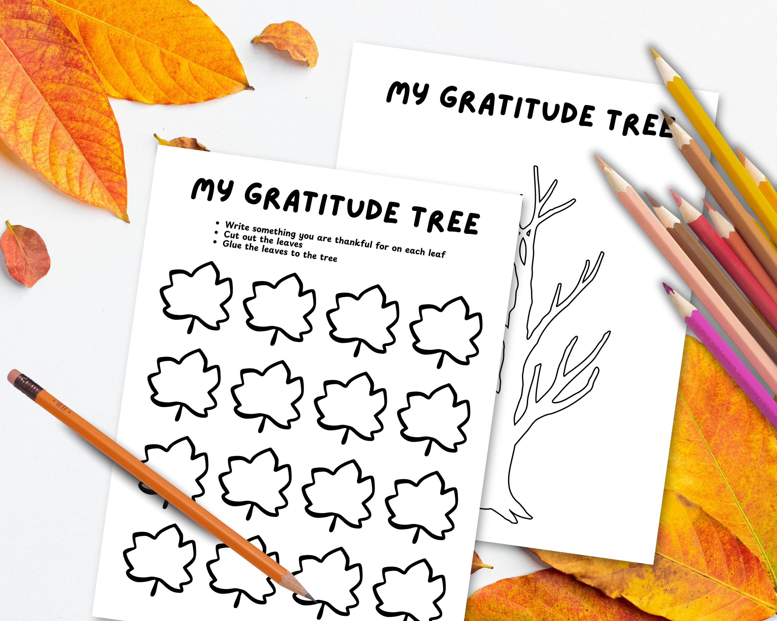 Gratitude Tree Coloring Page - Fun Craft Activity for Kids, Mindful ...