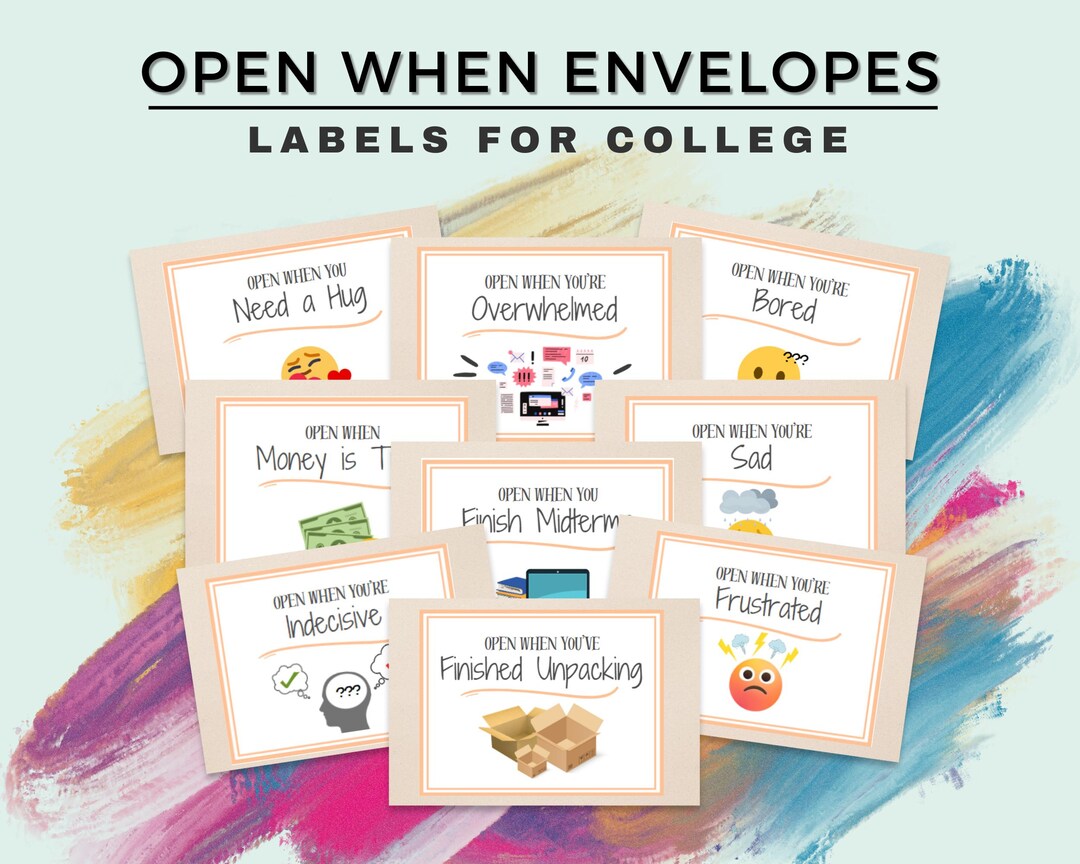 Personalized College Care Package Labels - Open When Letters for ...