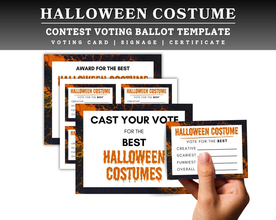 Halloween Ballots & Awards Set - DIY Template Bundle, Editable Costume ...