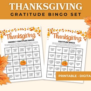 Gratitude Bingo Game Set for Thanksgiving Fun, Thanksgiving Bingo: A ...