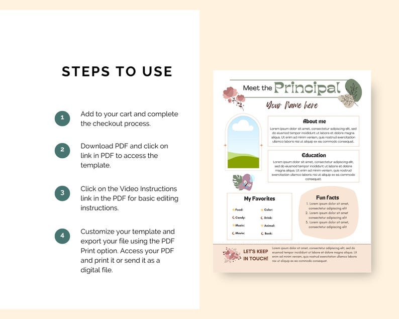 Meet the Principal Template - Custom Canva Design, Boho Style Custom ...