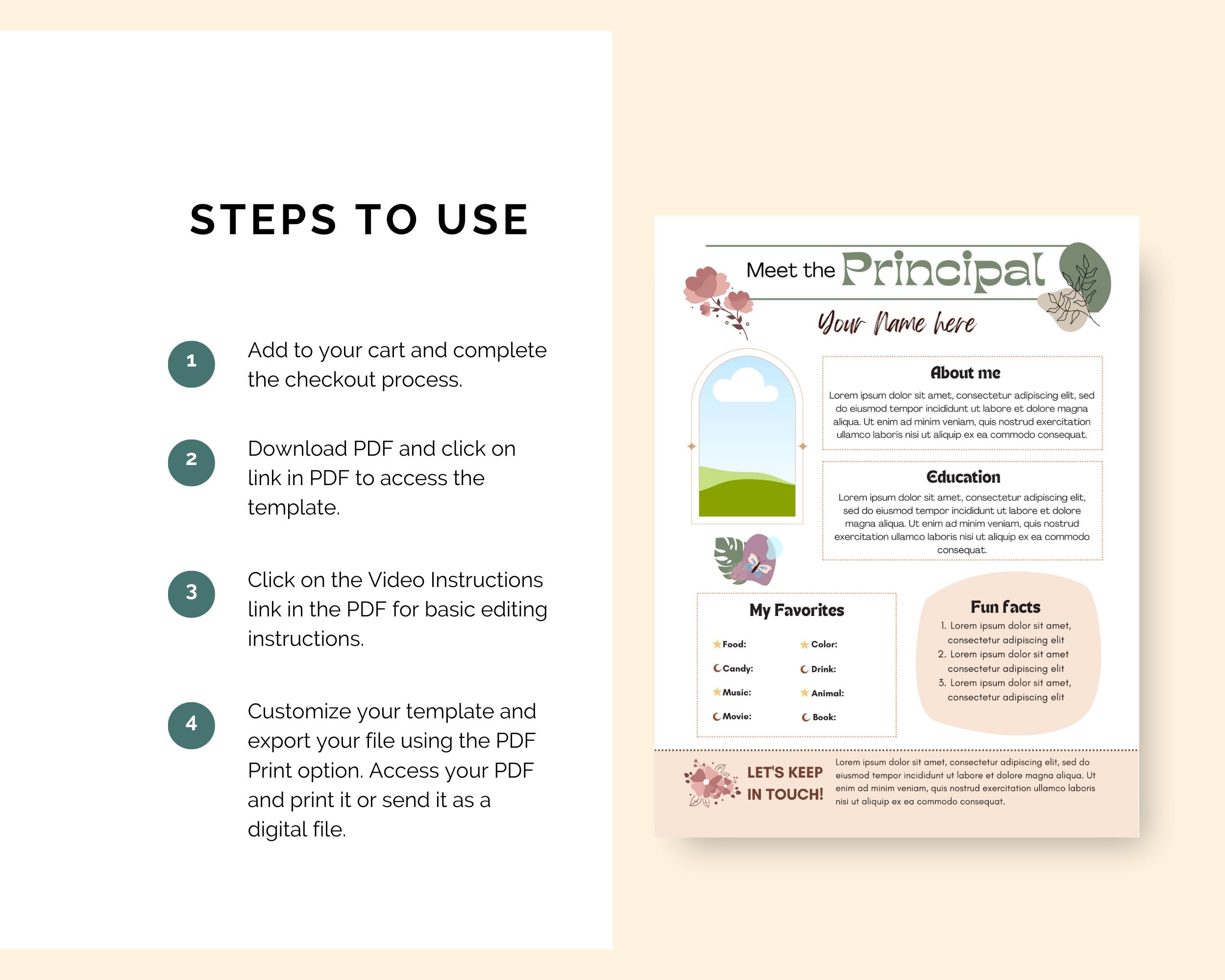 Meet the Principal Template - Custom Canva Design, Boho Style Custom ...