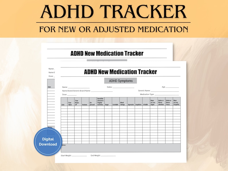 ADHD New Medication Tracker, Printable for Tracking ADHD Medicine, ADD ...