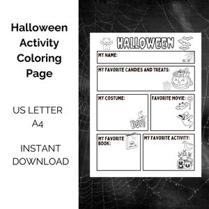 Spooky Halloween Activity Coloring Page - Fun for Home or School, DIY ...