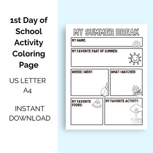 End of Summer Break Coloring Printable - Fun School Activity for Kids ...
