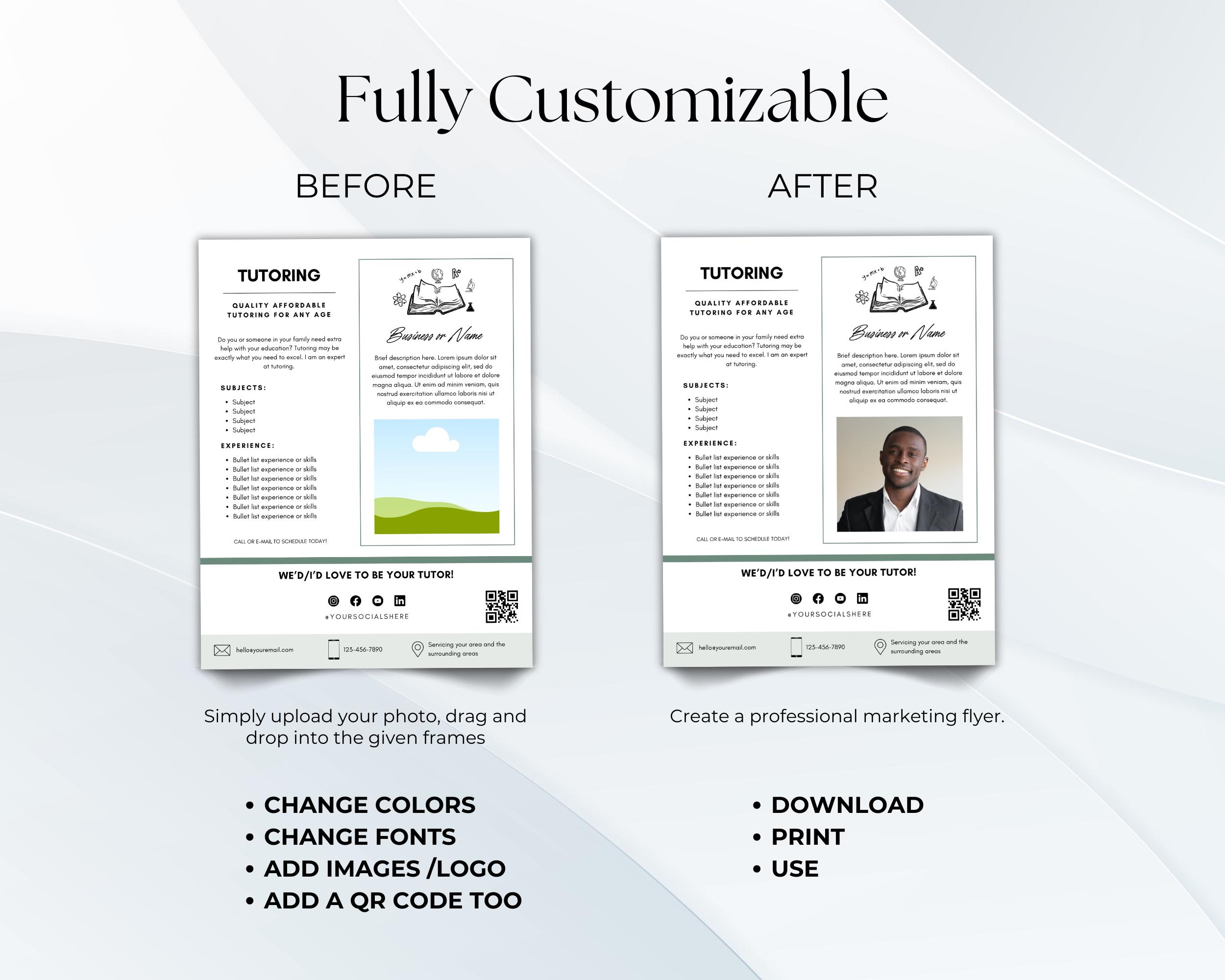 Customizable Tutoring Tear off Flyer Template | DIY Canva Design ...