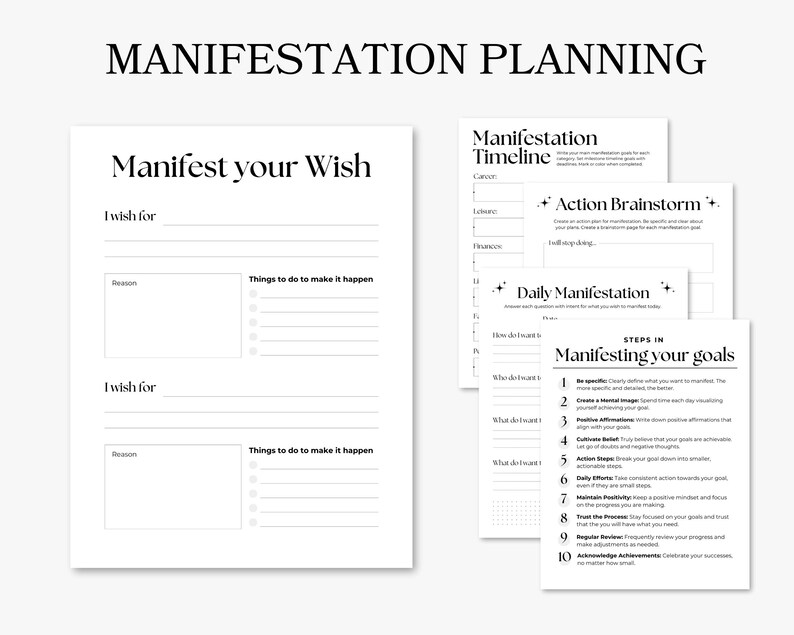 Digital Manifestation Journal, Printable Manifestation Planner ...