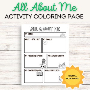 Creative Kids' All About Me Activity Coloring Page - Printable, Fun ...