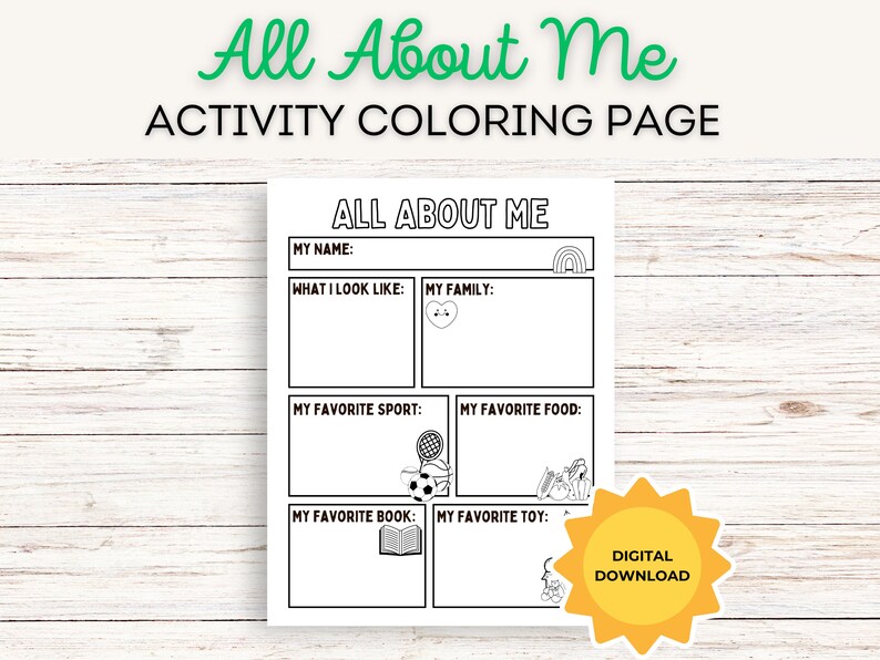 Creative Kids' All About Me Activity Coloring Page - Printable, Fun ...