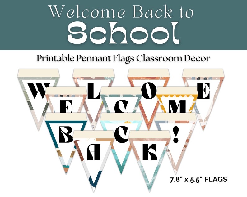 Boho Back to School Bulletin Flags Banner - Classroom Decor Set ...