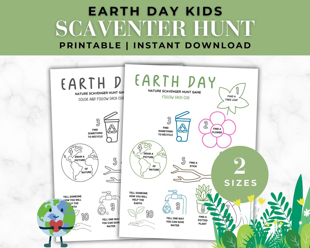 Fun Earth Day Kids Scavenger Hunt - Green Activity for Children ...