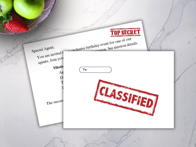 DIY Printable Special Agent Birthday Party Invitations - Detective ...