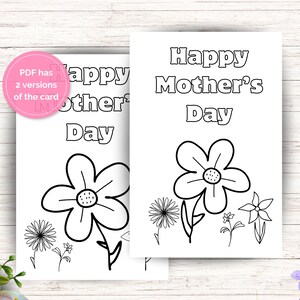 Mother's Day Coloring Coupon Card, Mother's Day Colouring Card, Mother ...