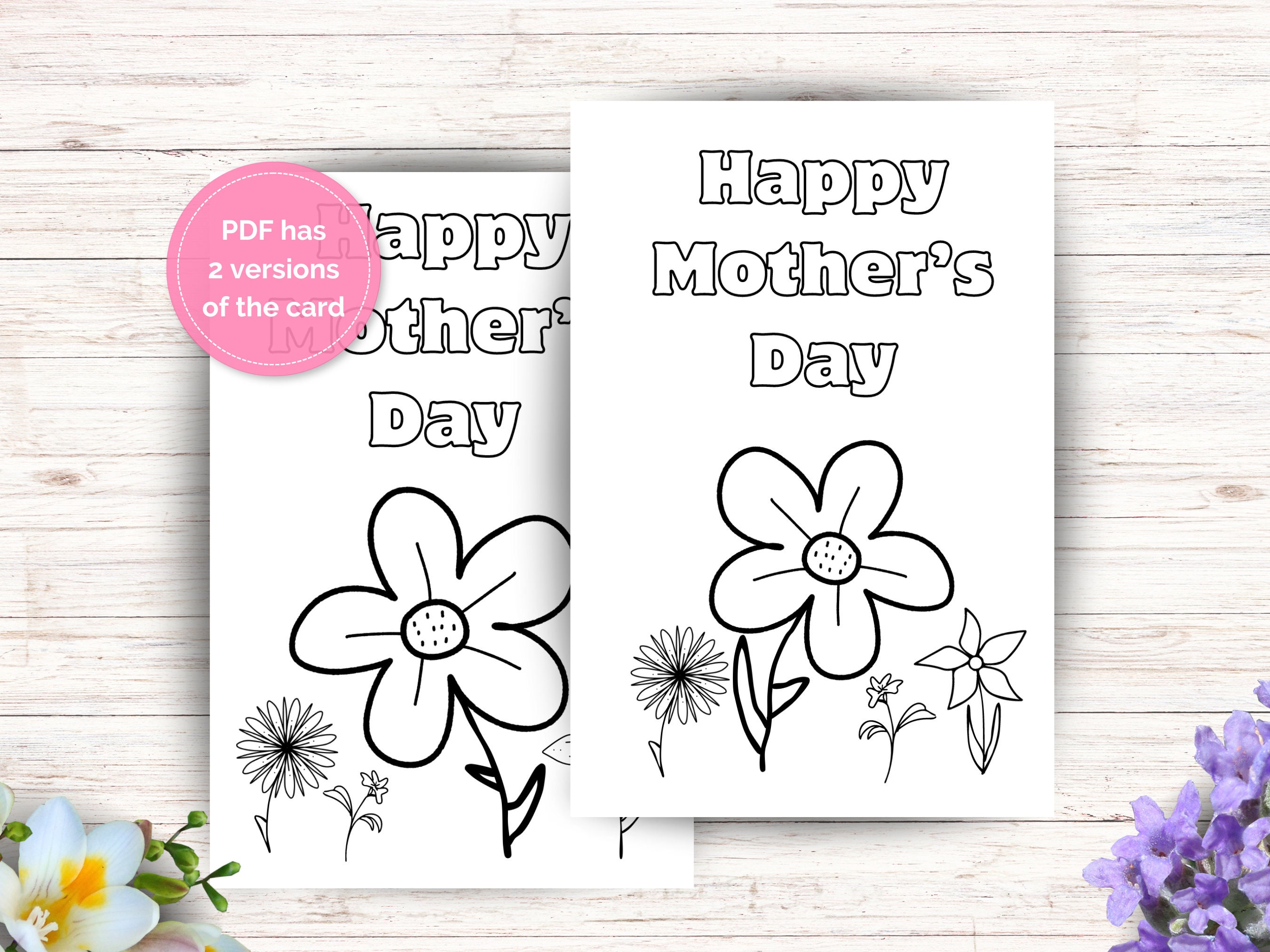 Mother's Day Coloring Coupon Card, Mother's Day Colouring Card, Mother ...