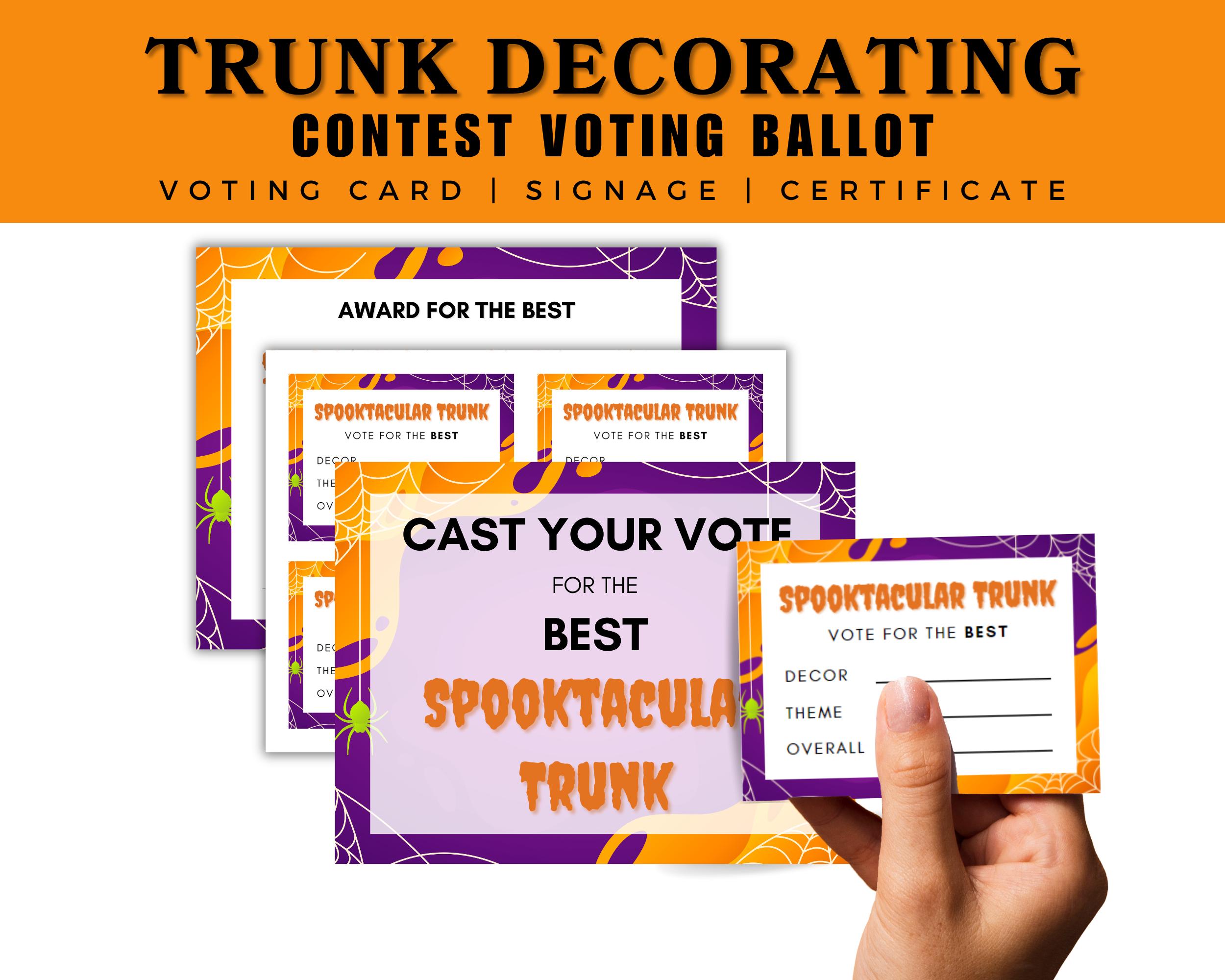 Trunk or Treat Contest Ballots & Awards Set - Printable, DIY Halloween ...