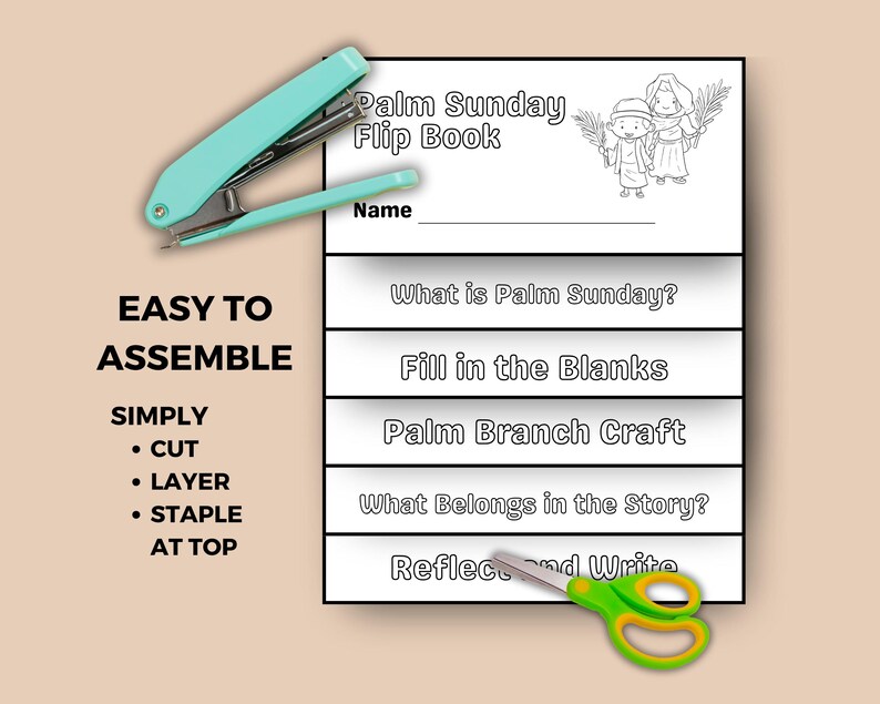 Printable Palm Sunday Flip Book: Fun Activity for Kids, DIY Holy Week ...