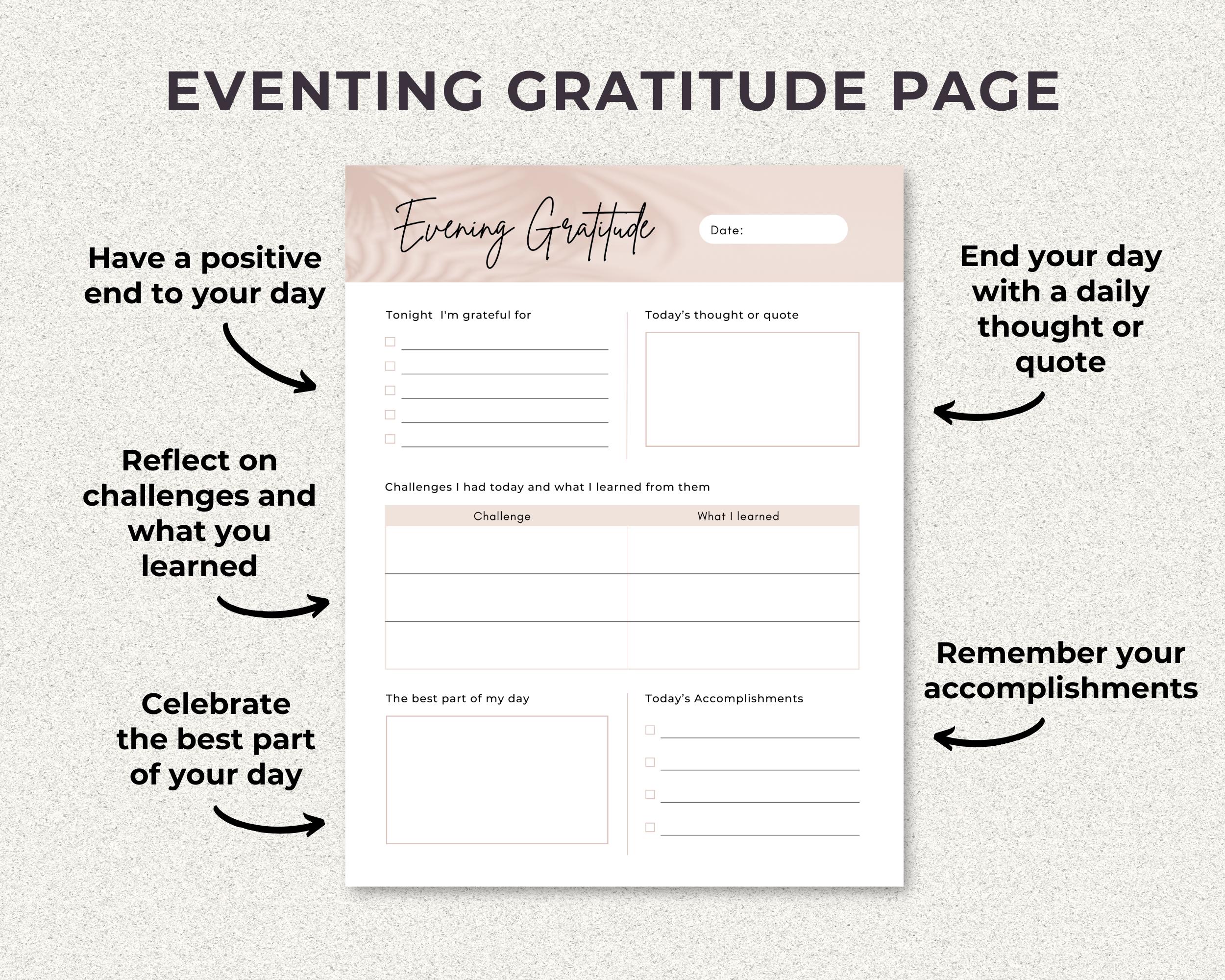 Gratitude Journal Printable, Daily Reflection Journal Digital - Morning ...