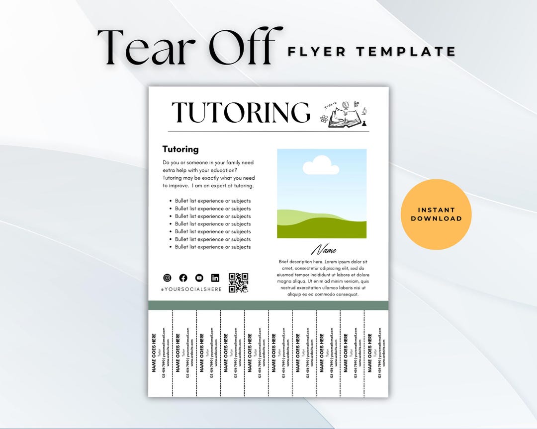 Customizable Tutoring Tear off Flyer Template | DIY Canva Design ...